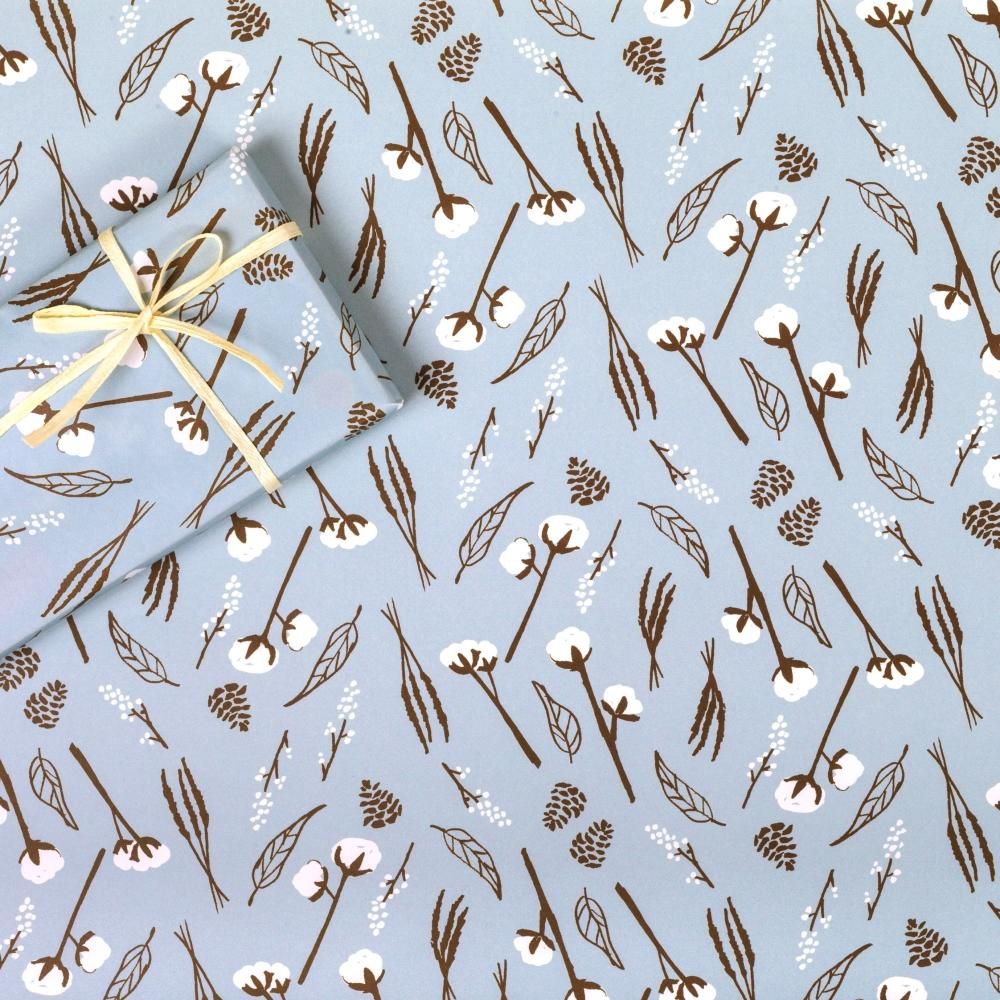 REGARO PAPIRO / Wrapping Paper -Cotton Seeds Blue /5 sheets – PAPER ...