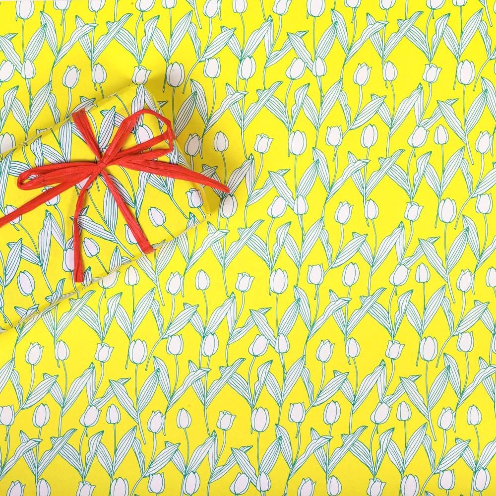 REGARO PAPIRO / Wrapping Paper -Yellow tulips /5 sheets – PAPER SHOP JAPAN