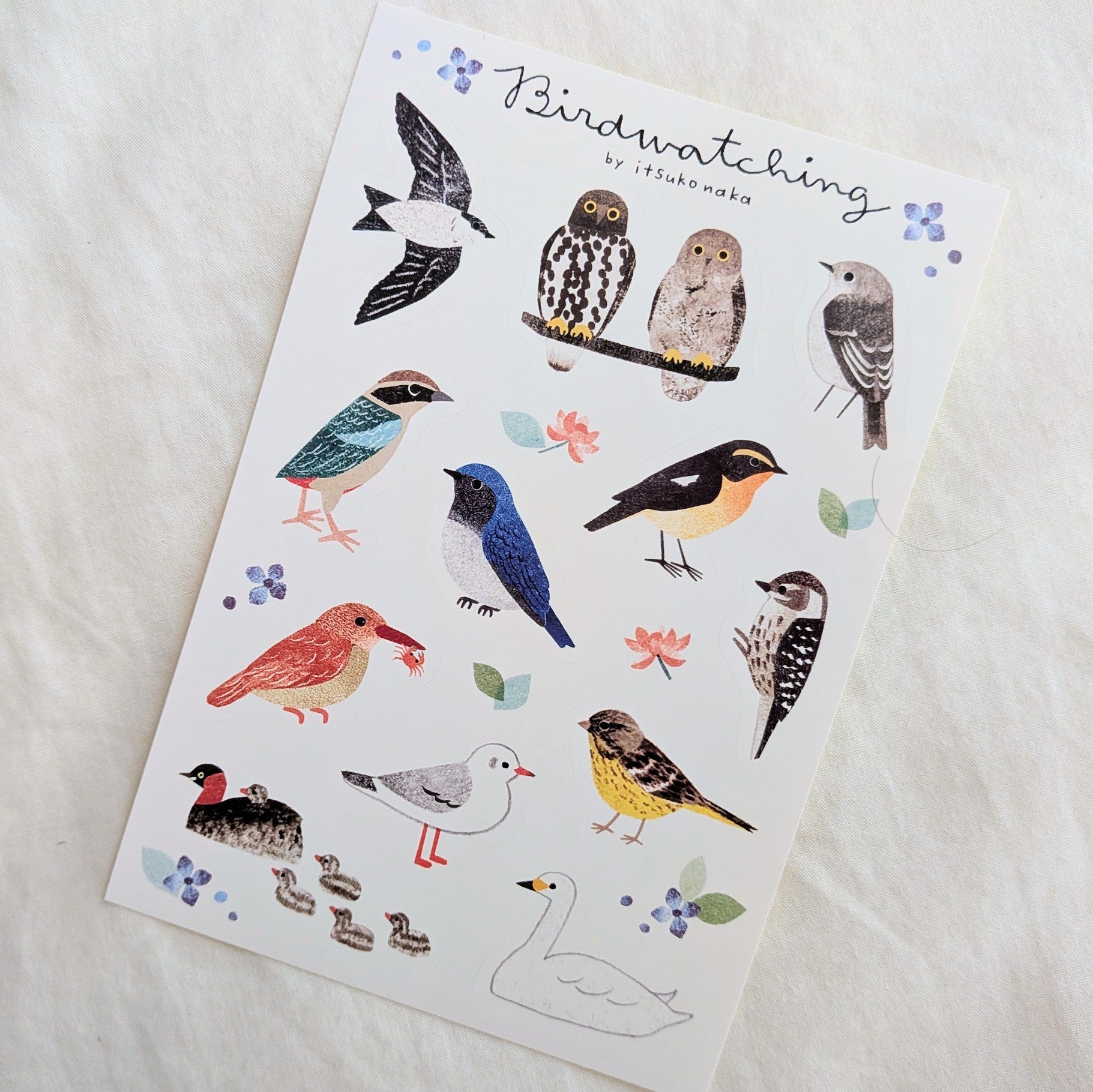 Itsuko Naka / Sticker Sheet -Birdwatching3 Flower SS_01 – PAPER SHOP JAPAN